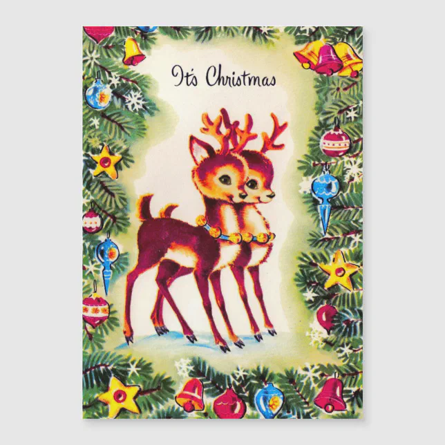 Vintage Christmas Reindeer Holiday Card | Zazzle