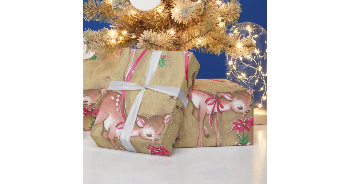 Vintage, Christmas, Reindeer, Rustic Wrapping Paper | Zazzle