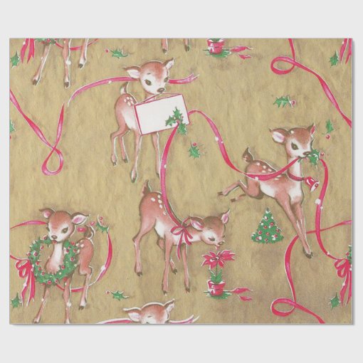Vintage, Christmas, Reindeer, Rustic Wrapping Paper | Zazzle