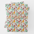 Vintage Christmas Robin Berries Red Green Pattern Wrapping Paper Sheets ...