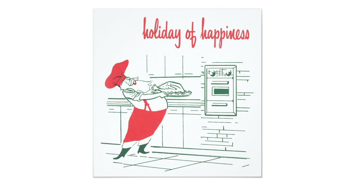 Vintage Christmas, Santa Claus Chef and Turkey Invitation | Zazzle.com