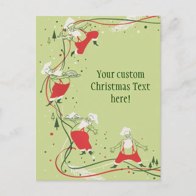 Vintage Christmas, Santa Claus Chef with Dinner Holiday Postcard | Zazzle