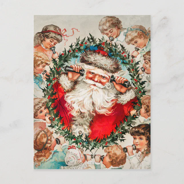 Vintage Christmas Santa Claus Children Postcard | Zazzle