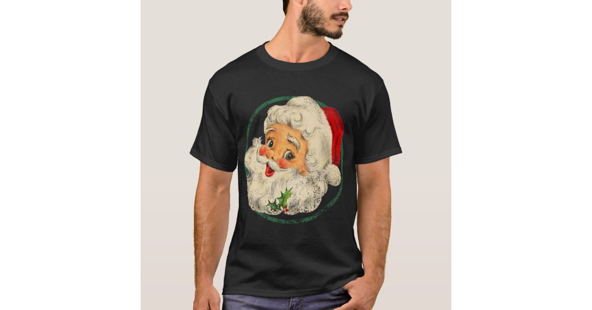 Vintage Christmas Santa Claus Face Old Fashioned T T-Shirt | Zazzle