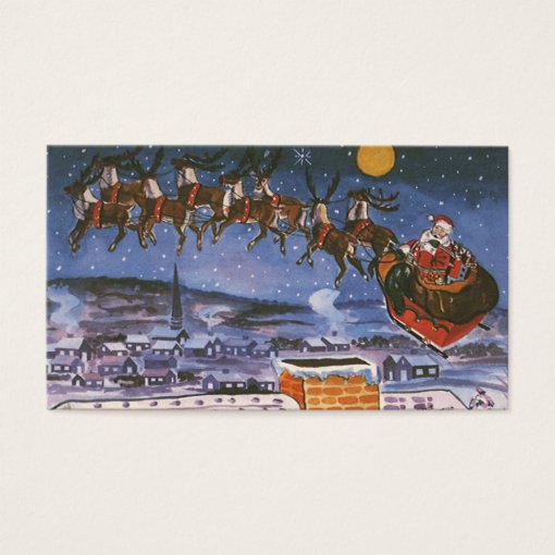 Vintage Christmas Santa Claus Flying His Sleigh | Zazzle