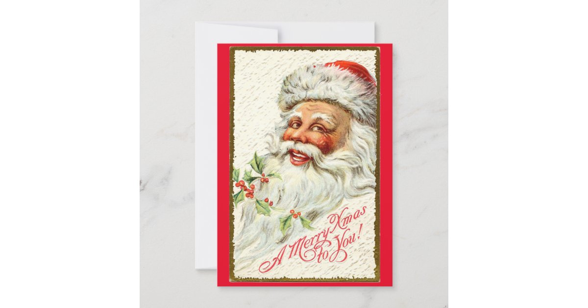 Vintage Christmas Santa Claus Holiday Card | Zazzle