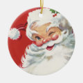Vintage Christmas Santa Claus, Jolly and Winking Ceramic Ornament | Zazzle