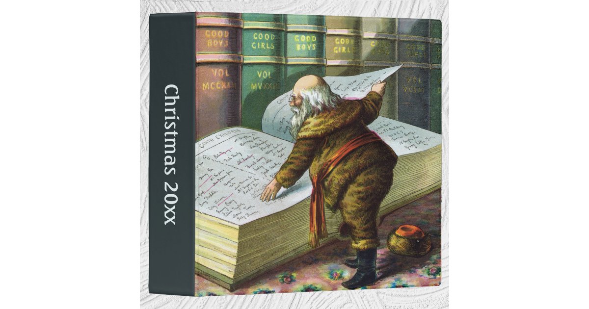 Vintage Christmas, Santa Claus Naughty Nice List Binder | Zazzle