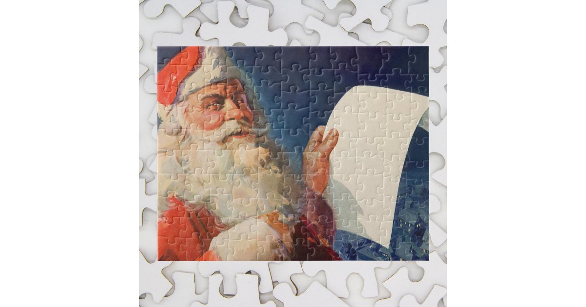 Vintage Christmas, Santa Claus Naughty Nice List Jigsaw Puzzle | Zazzle
