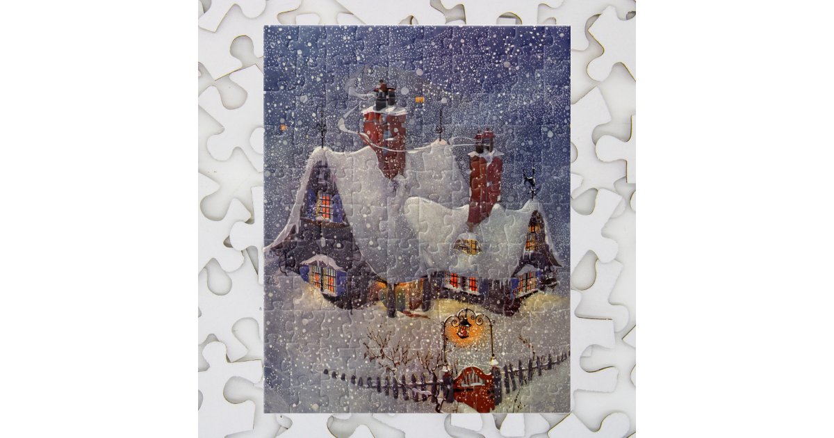 Vintage Christmas, Santa Claus Workshop North Pole Jigsaw Puzzle | Zazzle