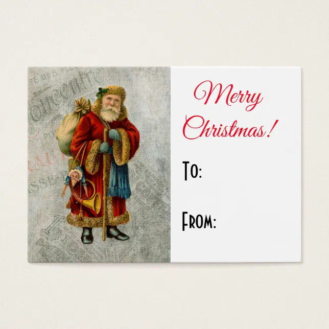 Vintage Christmas Santa gift card | Zazzle