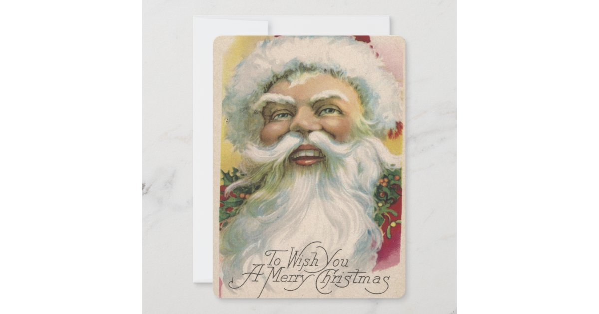 Vintage Christmas Santa Holiday Card | Zazzle