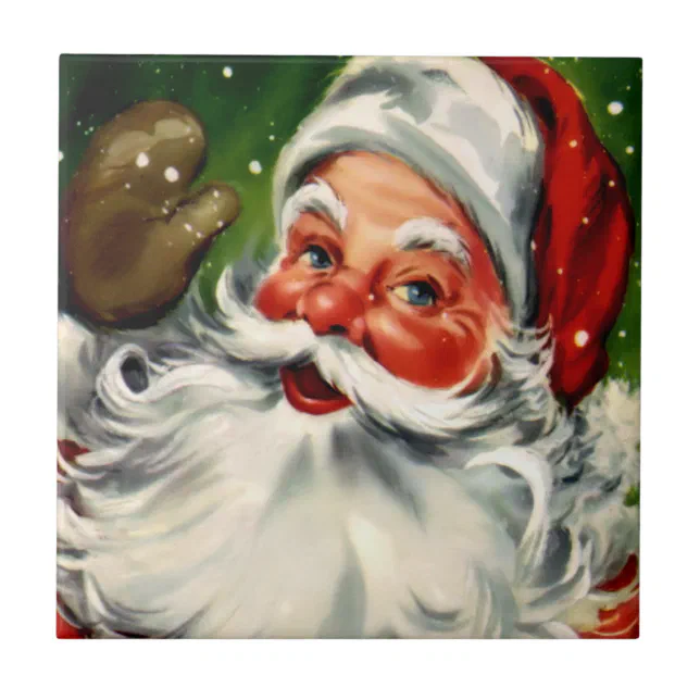 Vintage Christmas Santa Holiday Tile | Zazzle