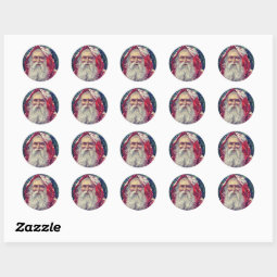 Vintage Christmas Santa in Snow Stickers | Zazzle