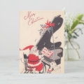 Vintage Christmas Santa Playing Piano For Deer Holiday Card | Zazzle