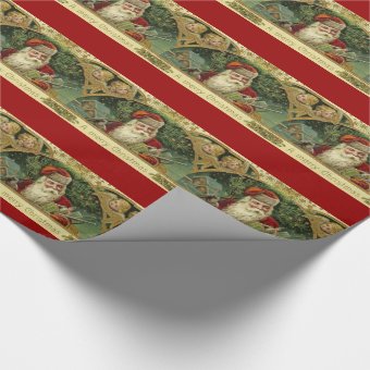 Vintage Christmas Santa wrapping paper | Zazzle