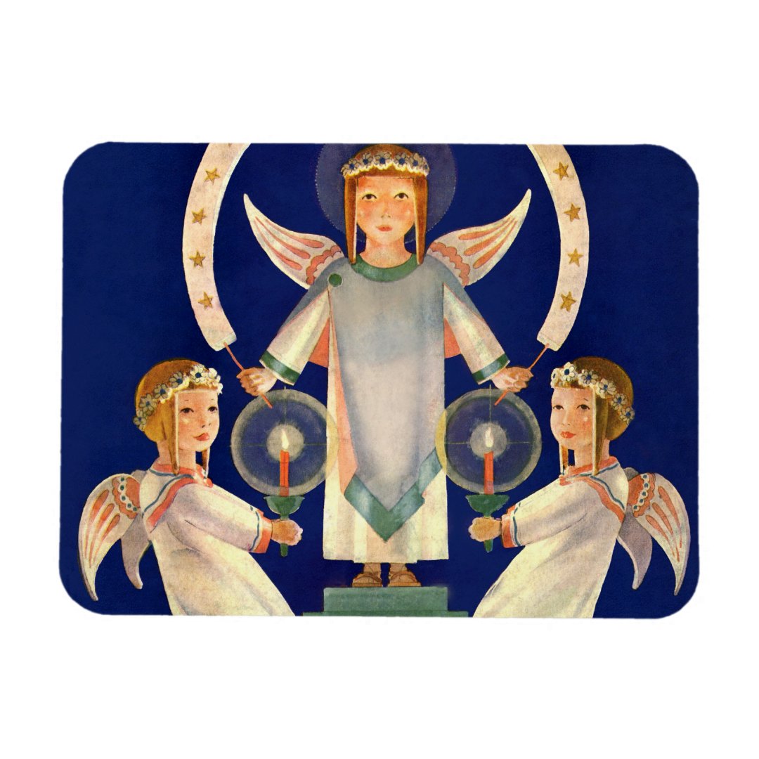 Vintage Christmas, Scandinavian Santa Lucia Angels Magnet | Zazzle