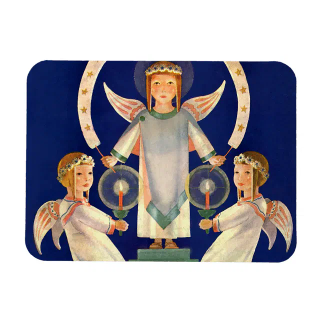 Vintage Christmas, Scandinavian Santa Lucia Angels Magnet | Zazzle Vintage Christmas, Scandinavian Santa Lucia Angels Magnet | Zazzle