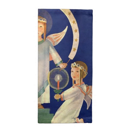Vintage Christmas, Scandinavian Santa Lucia Angels Napkin | Zazzle Vintage Christmas, Scandinavian Santa Lucia Angels Napkin | Zazzle