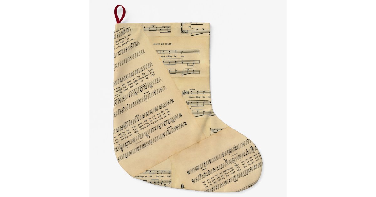 Vintage Christmas Sheet Music Christmas Stocking | Zazzle