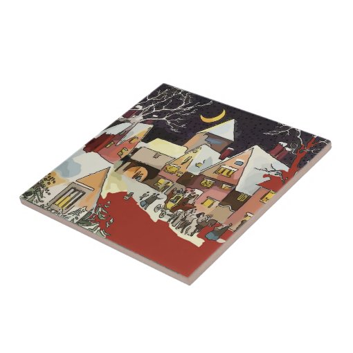 Vintage Christmas Snow Tiles | Zazzle