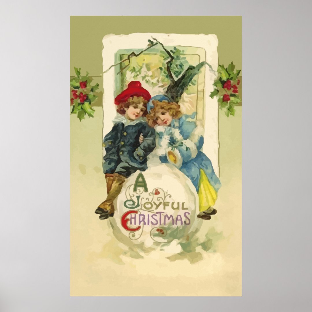 Vintage Christmas Snowball Poster | Zazzle