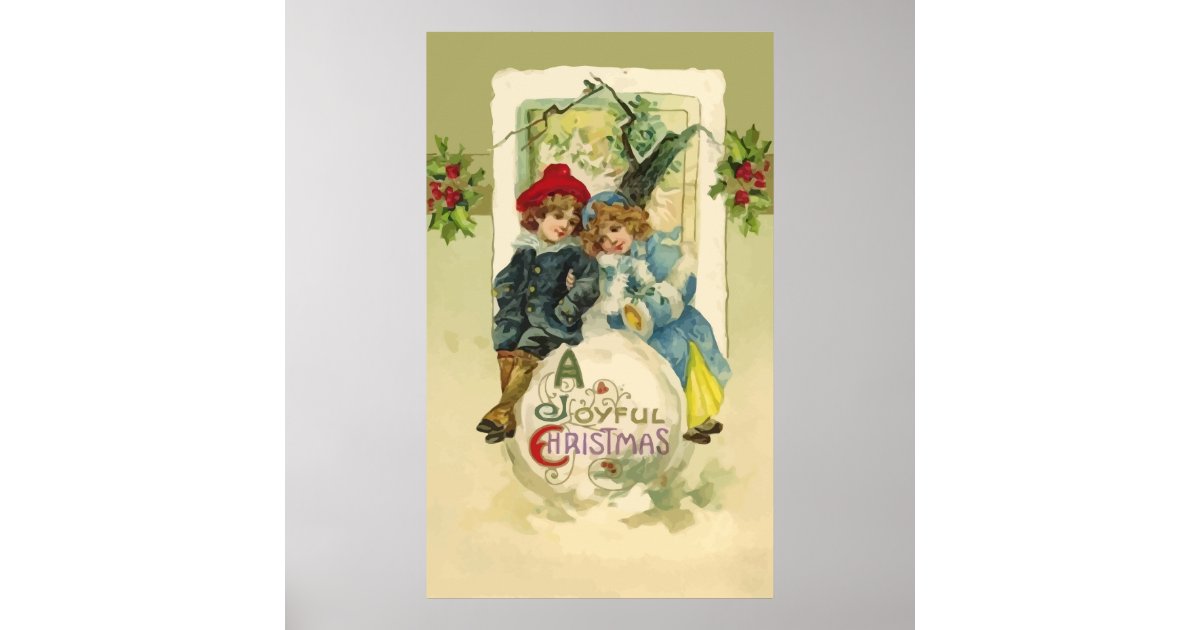 Vintage Christmas Snowball Poster | Zazzle