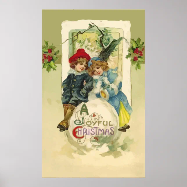Vintage Christmas Snowball Poster | Zazzle
