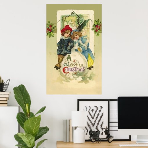 Vintage Christmas Snowball Poster | Zazzle