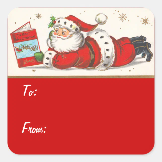 Vintage Christmas Square Sticker | Zazzle