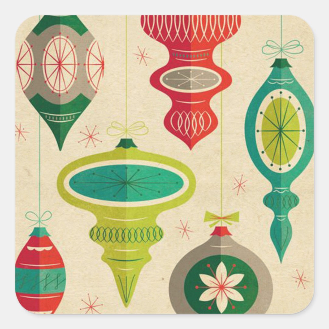 Vintage Christmas Square Stickers | Zazzle