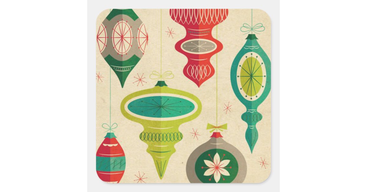 Vintage Christmas Square Stickers | Zazzle