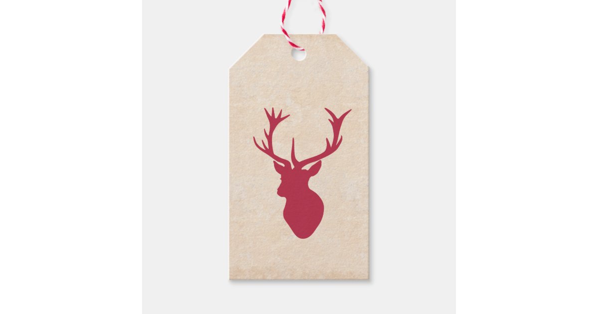 Vintage Christmas Stag Gift Tags | Zazzle