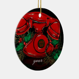 Vintage Christmas Telephone Ornament | Zazzle