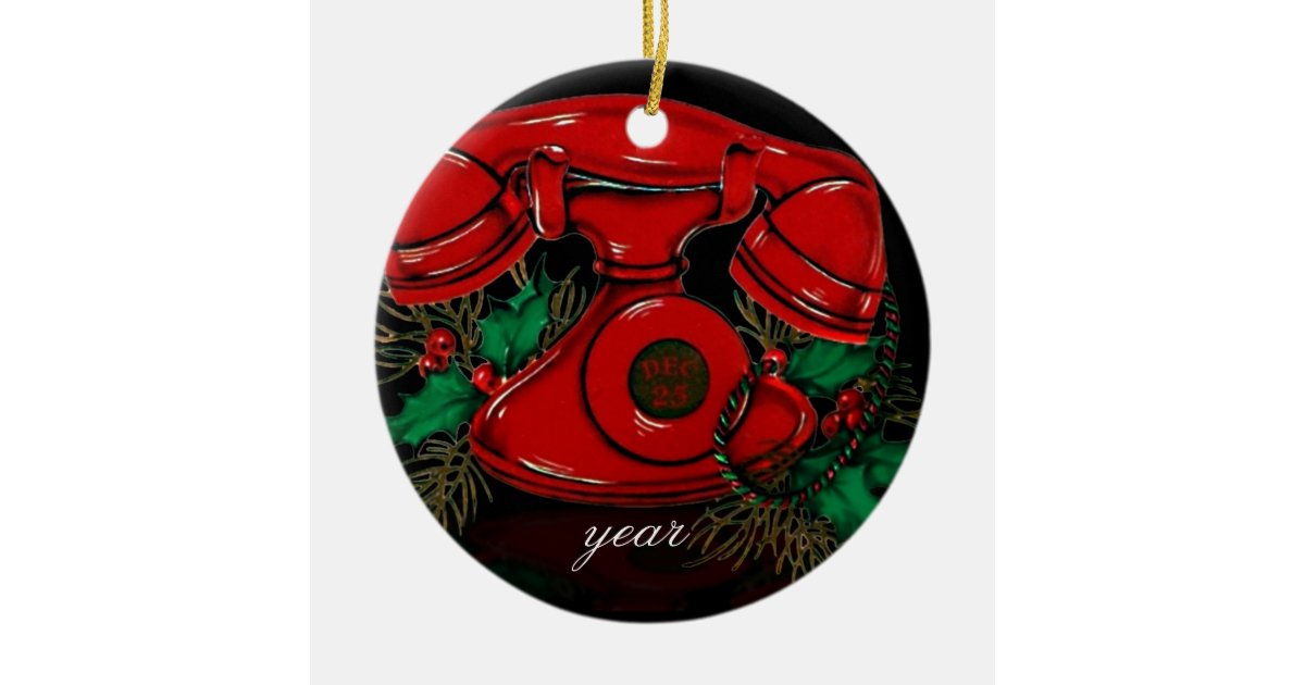 Vintage Christmas Telephone Ornament | Zazzle