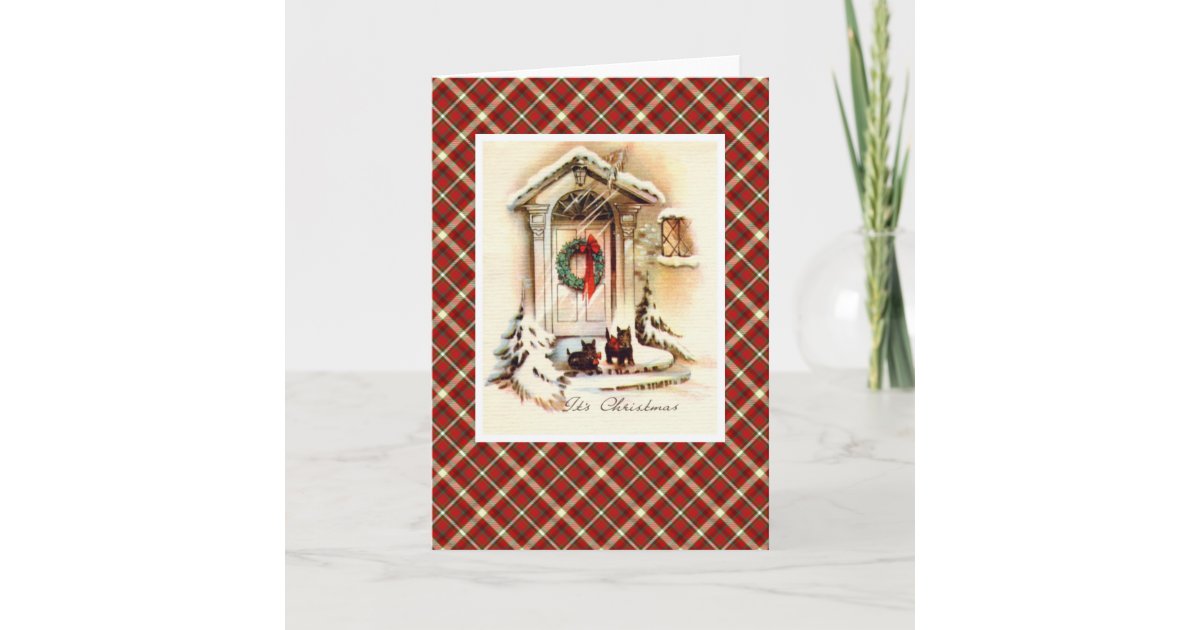 Vintage Christmas Terrier Dog Holiday Card | Zazzle