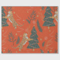Vintage Christmas Tiger With Christmas Tree Wrapping Paper | Zazzle