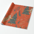 Vintage Christmas Tiger With Christmas Tree Wrapping Paper | Zazzle