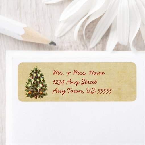 Vintage Christmas Tree Address Labels | Zazzle