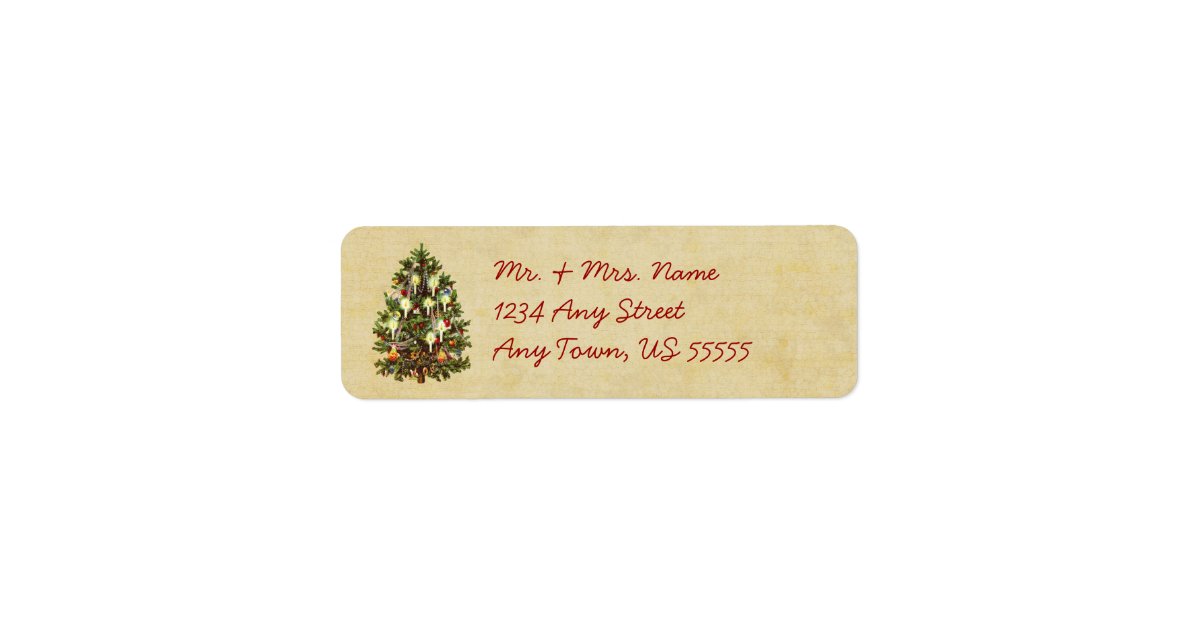 Vintage Christmas Tree Address Labels Zazzle vintage-christmas-tree-address-labels-zazzle