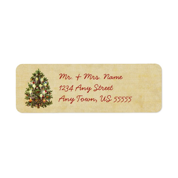 Vintage Christmas Tree Address Labels | Zazzle