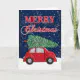 Vintage Christmas Tree Car Holiday Greeting Card | Zazzle