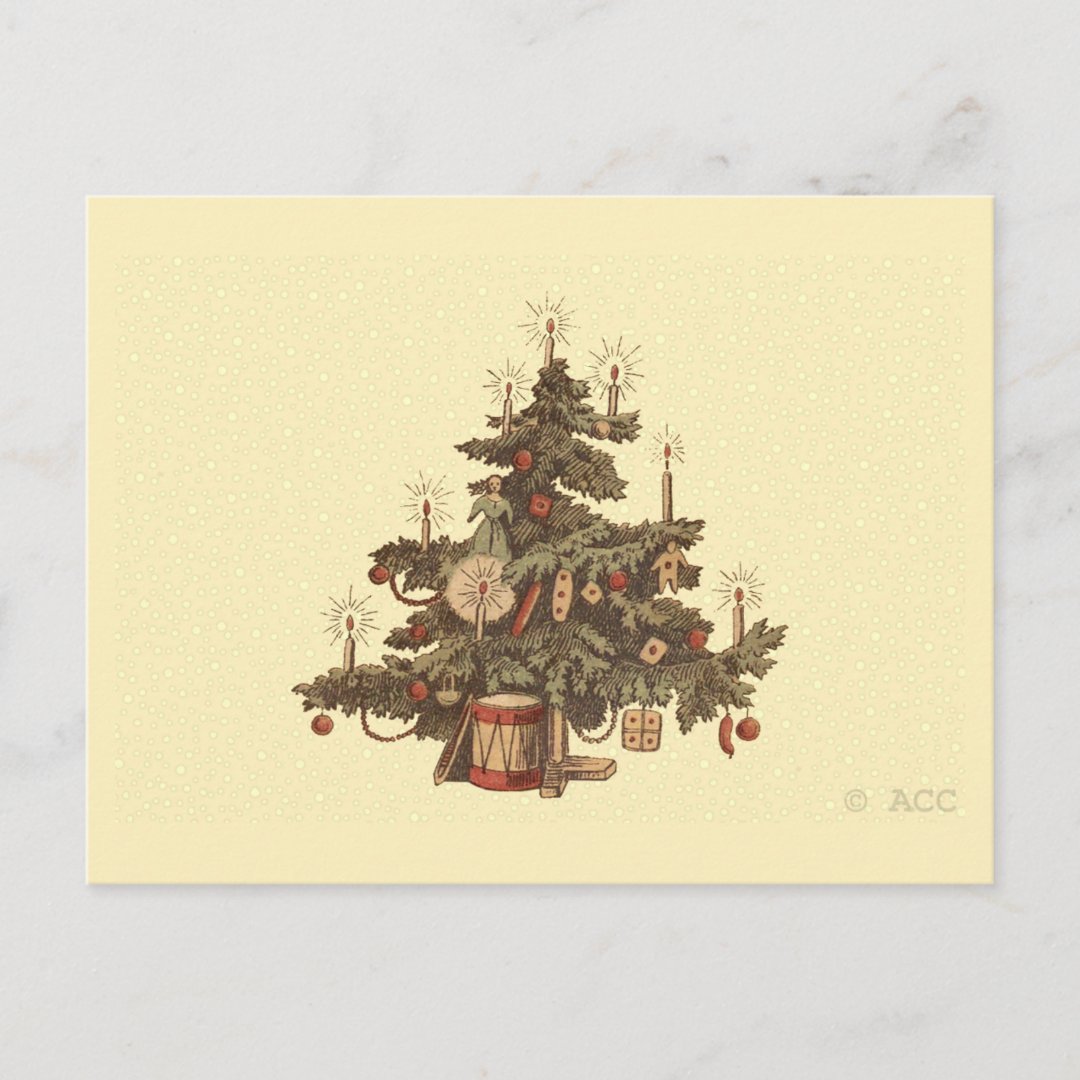 Vintage Christmas Tree Holiday Postcard | Zazzle