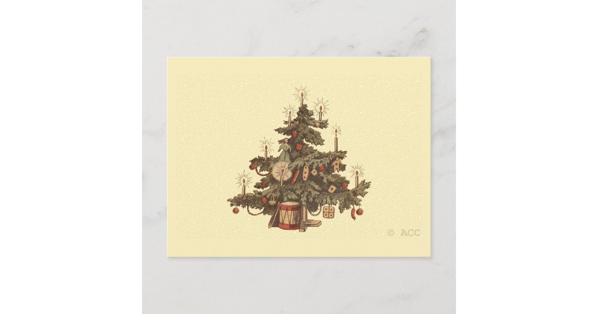 Vintage Christmas Tree Holiday Postcard | Zazzle