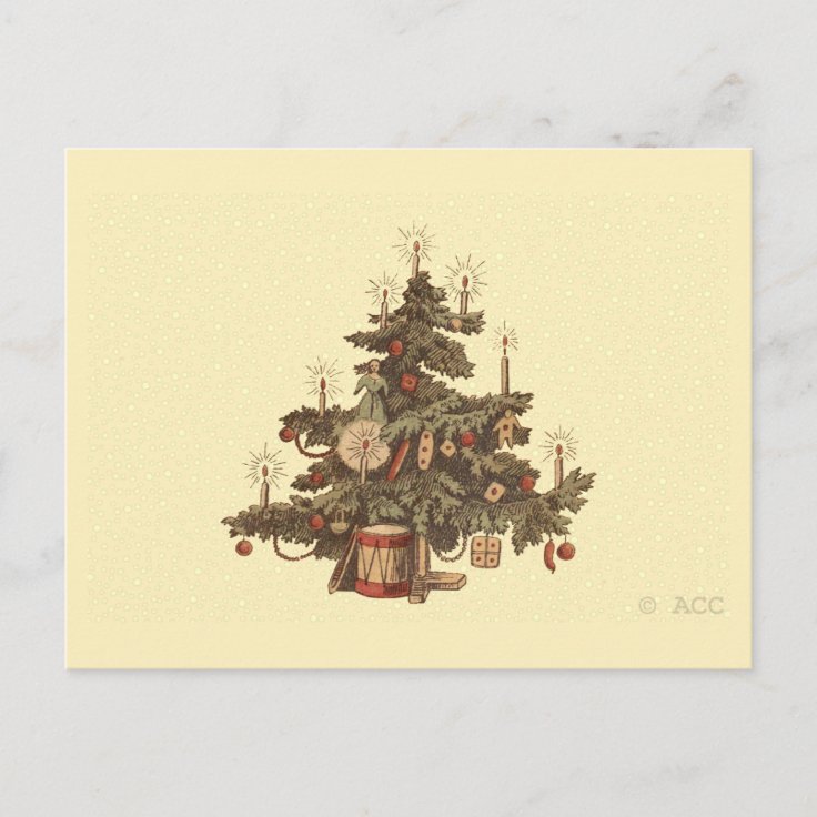 Vintage Christmas Tree Holiday Postcard | Zazzle