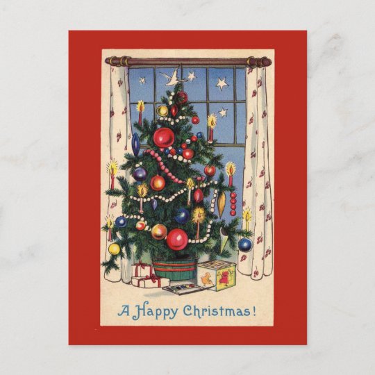 Vintage Christmas Tree Postcard | Zazzle.com