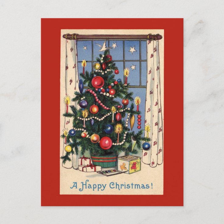 Vintage Christmas Tree Postcard | Zazzle