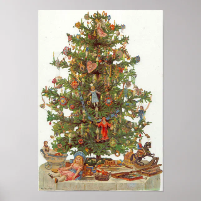 Vintage Christmas Tree Poster | Zazzle