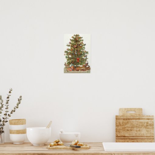 Vintage Christmas Tree Poster | Zazzle