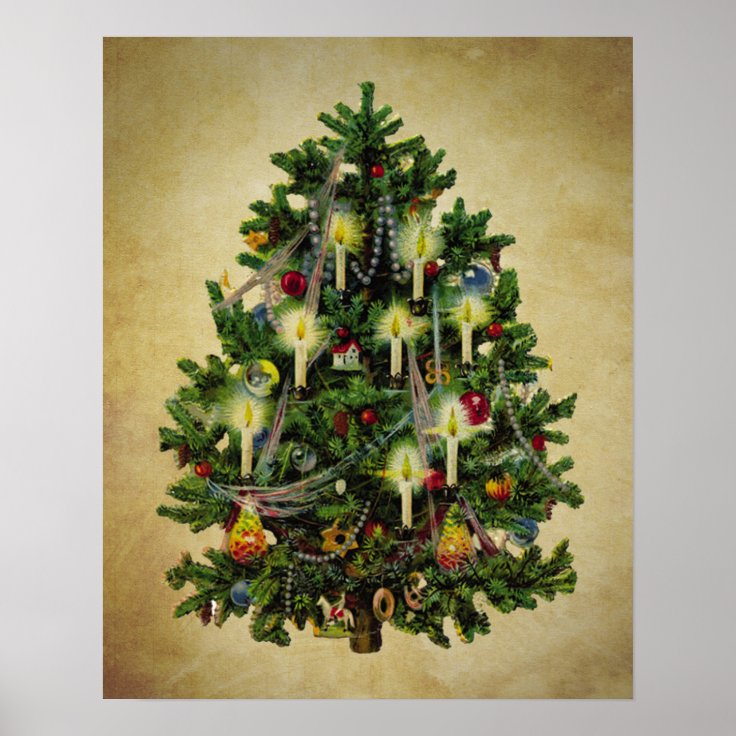 vintage christmas tree poster | Zazzle